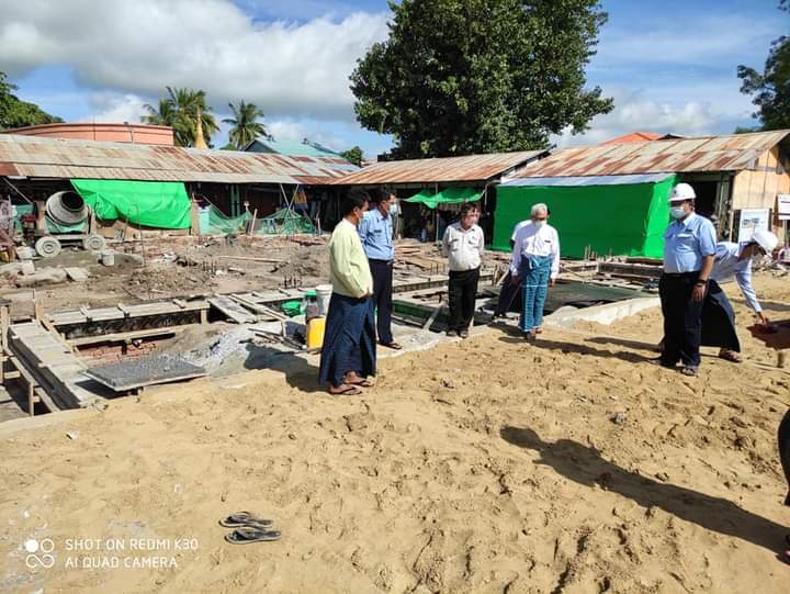 သရက်မြို့ စည်ပင်သာယာဈေးအတွင်း ဆန်တန်းရုံ တည်ဆောက်နေမှုလုပ်ငန်းများအား မ