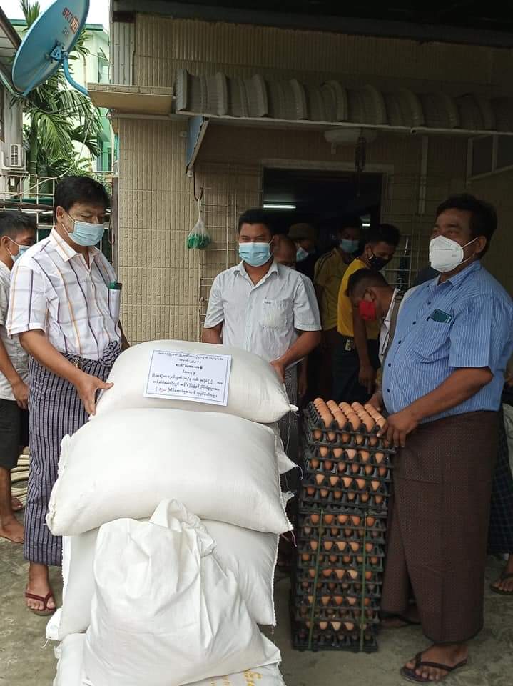 အင်းစိန်မြို့နယ်၊မြို့သစ် က ခ ရပ်ကွက်တွင် အိမ်ထောင်စု ၂ ၂၂၅ စုအတွက် ကိုဗစ် ၁၉ ကာလအတွင်း ဆန်၊ကြက