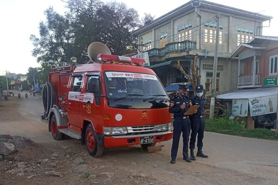 နမ့်လန်ကျေးရွာ နယ်မြေမီးသတ်စခန်းမှ မီးဘေးအန္တရာယ်ကြိုတင်ကာကွယ်ရေး လှည့