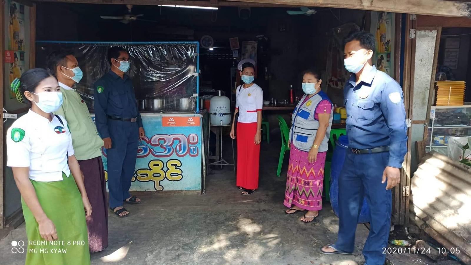 ဘုရားသုံးဆူမြို့ရှိ စားသောက်ဆိုင်များ၊ လက်ဖက်ရည်ဆိုင်များတွင် ကိုဗစ် ၁၉ ရောဂါ ကာကွယ်ထိန်းချုပ