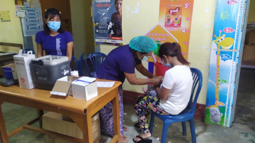 ဒဂုံမြို့သစ် တောင်ပိုင်း မြို့နယ်တွင် မွေးကင်စမှ ၁ နှစ်ခွဲအထိ ကလေးငယ်များအား ပုံမှန် ကာကွယ်ဆေး