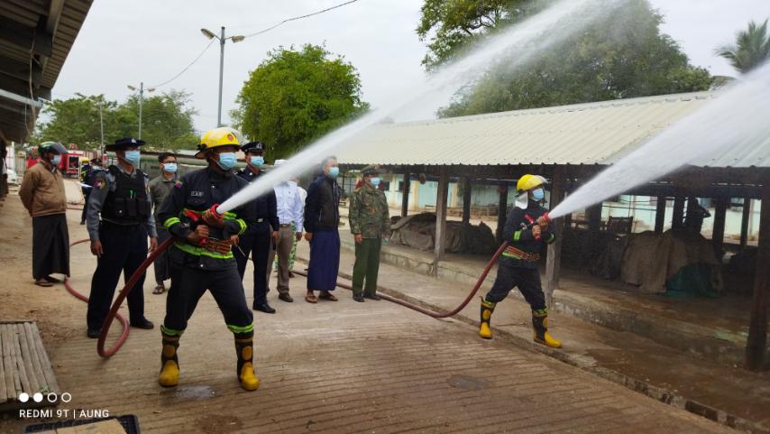 ဆားလင်းကြီးမြို့နယ် စည်ပင်သာယာမြို့မစျေး၌ မီးဘေးအန္တရာယ် ကြိုတင်ကာကွယ