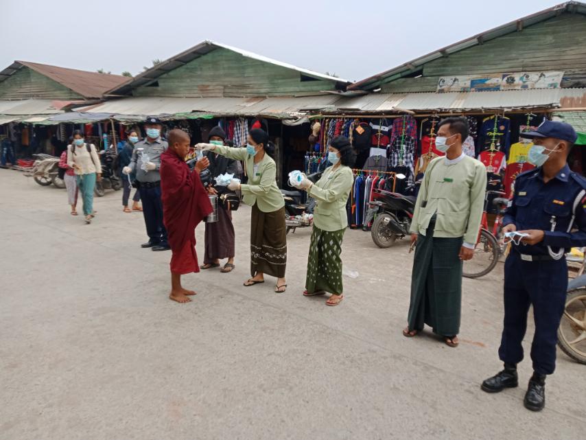 မြေပုံမြို့နယ်တွင် ဌာနဆိုင်ရာ ဝန်ထမ်းများ စုပေါင်း၍ Mask Campaign ပ