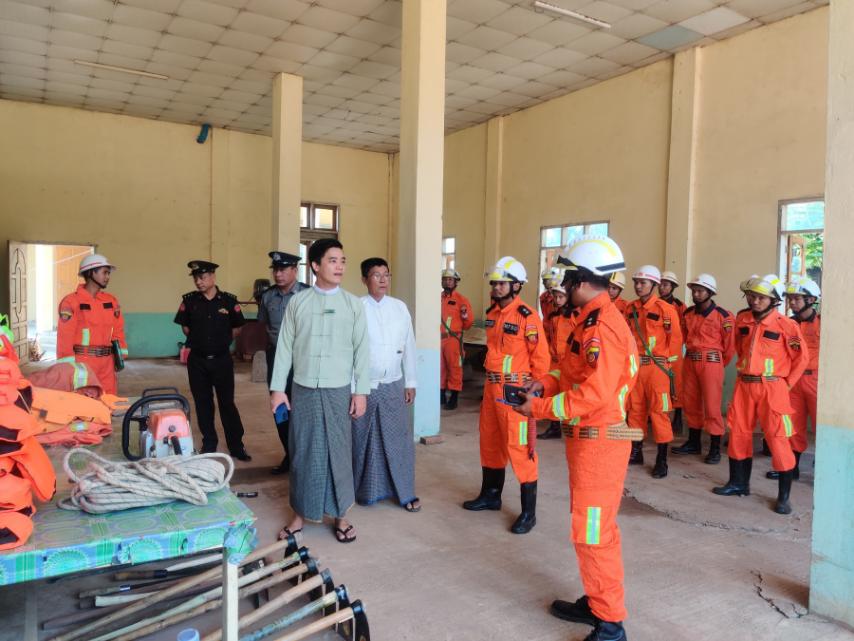 မိုးညိုမြို့နယ် မီးသတ်ဦးစီးဌာနရုံးတွင် သဘာဝဘေးအန္တရာယ်များအတွက် ကြိုတင