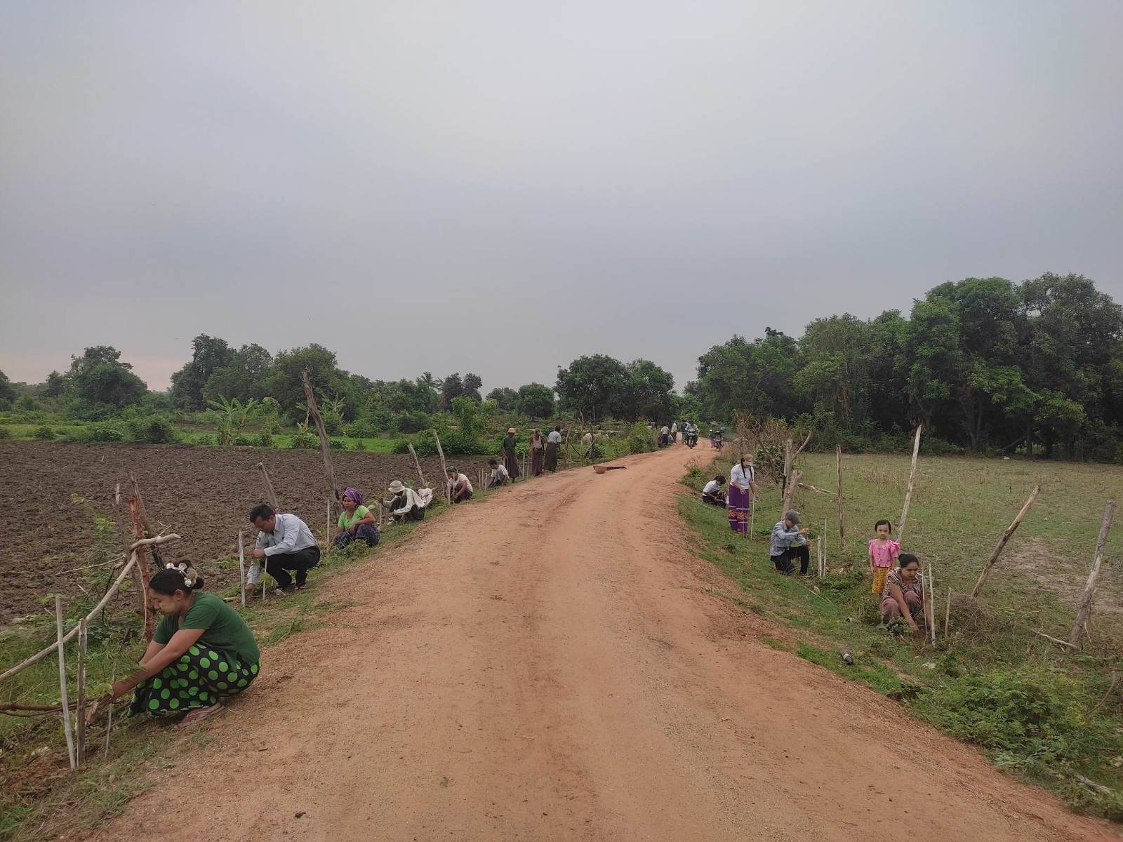 နတ်မောက်မြို့နယ် အင်းကုန်း တ ကျေးရွာ ကုန်ထုတ်လမ်းတွင် အရိပ်ရသစ်ပင်မ