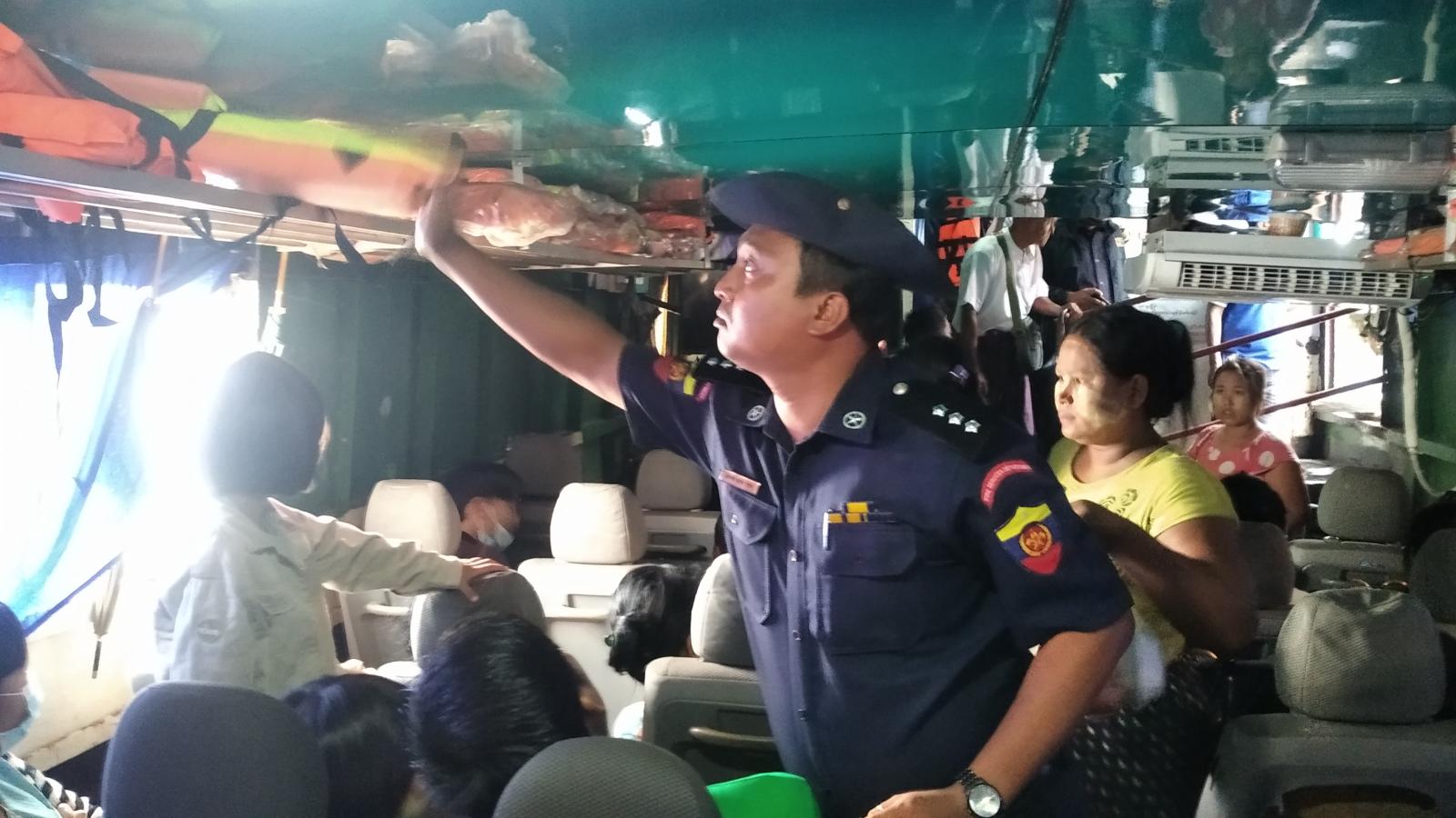 ပေါက်တောမြို့၌ ခရီးသွားပြည်သူများ အန္တရာယ်ကင်းစေရန် ရွှေပြည်တန်အမြန်ရေယာဥ်အား ဌာနဆိုင်ရာပူးပေါင