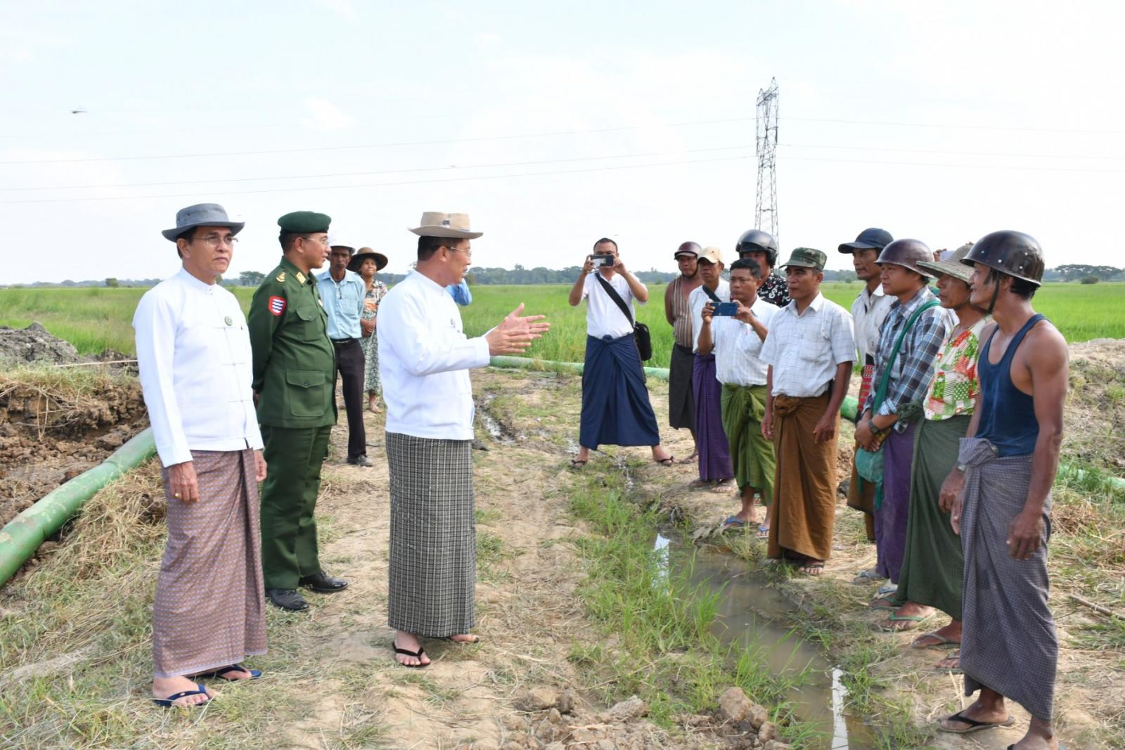 တိုင်းဒေသကြီးဝန်ကြီးချုပ် ဂုံမင်းကျေးရွာအုပ်စုတွင် လယ်ဧက ၃၅၀ ဧကအား အက