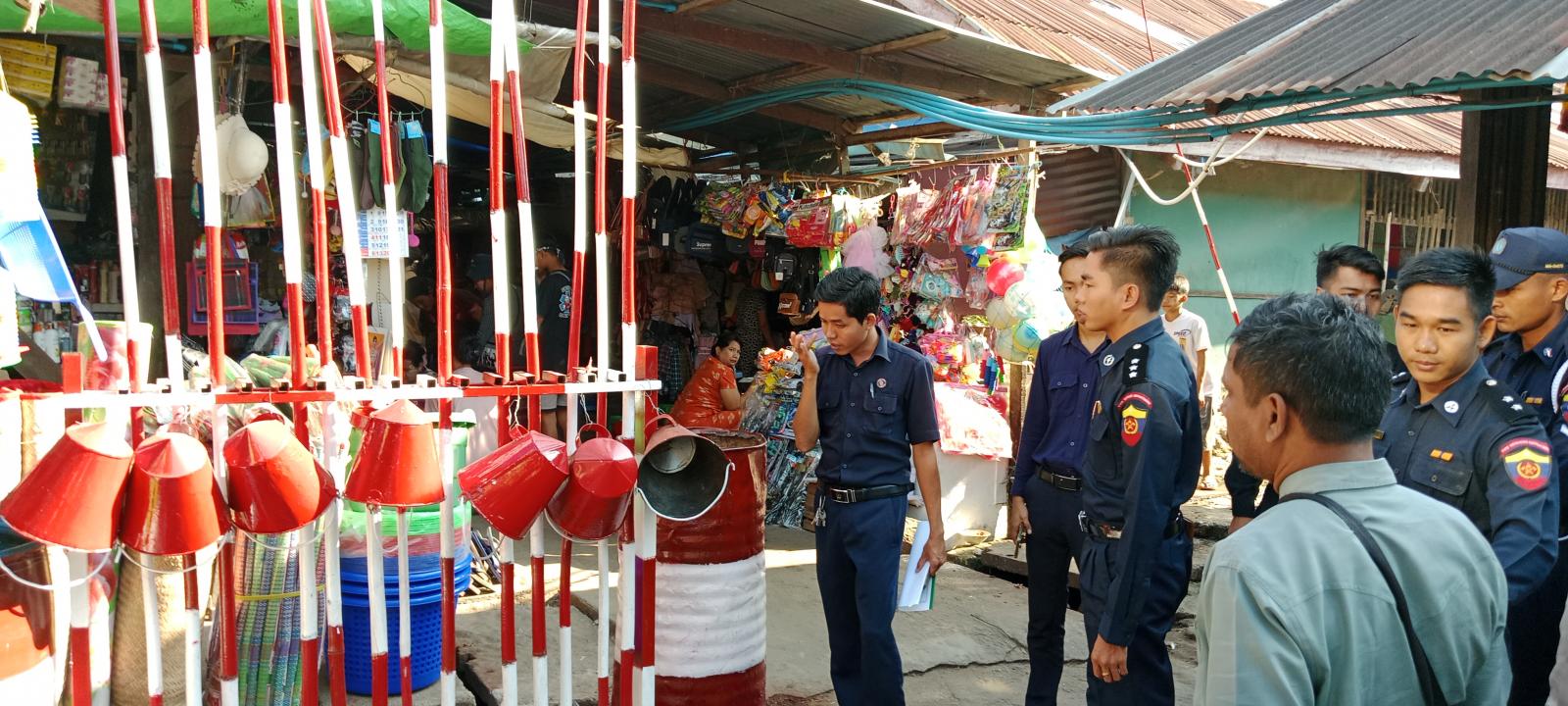 တွံတေးမြို့ စည်ပင်သာယာစျေး၌ မီးဘေးအန္တရာယ်ကြိုတင်ကာကွယ်ရေး ကွင်းဆင