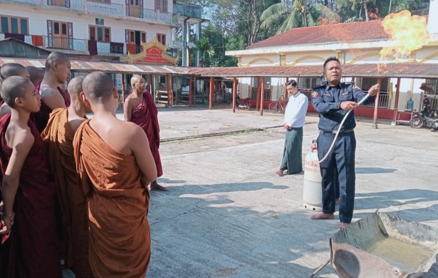 သာယာဝတီမြို့တွင် ဘုန်းကြီးကျောင်းများ၌ မီးဘေးကြိုတင်ကာကွယ်ရေး စစ်ဆေးခြင