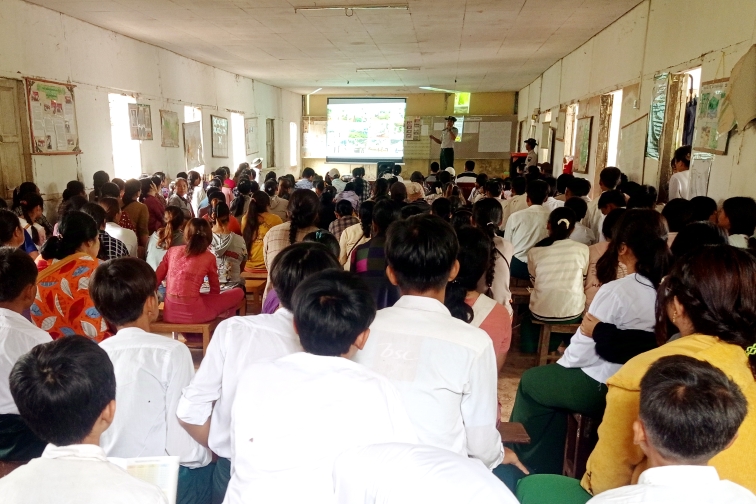 မိုးနဲမြို့နယ်၌ ဇီဝမျိုးစုံမျိုးကွဲနှင့် သဘာဝပတ်ဝန်းကျင် ထိန်းသိမ်းရေးဆိုင်ရာ အသိပညာပေး ဟောပြောပ